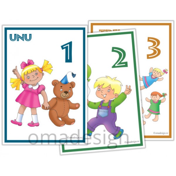 Set 10 Planse Numere cu copii (model 1) A4 - MLN09