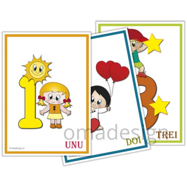 Set 10 Planse Numere cu copii (model 2) A4 - MLN16